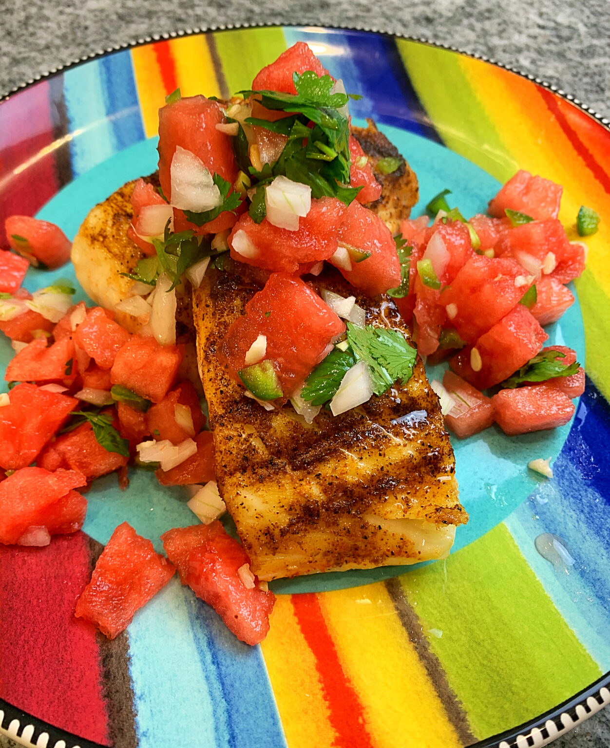 Halibut with Watermelon Salsa - DA' STYLISH FOODIE